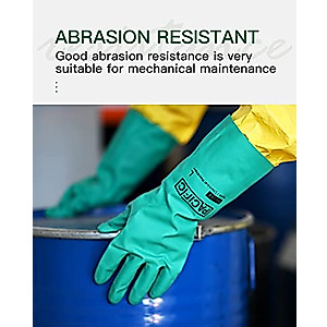 PACIFIC PPE 2 Pairs Nitrile Chemical Resistant Gloves, Flocked, Resist Strong Acid, Alkali, 15 mil, 12.6", X-Large