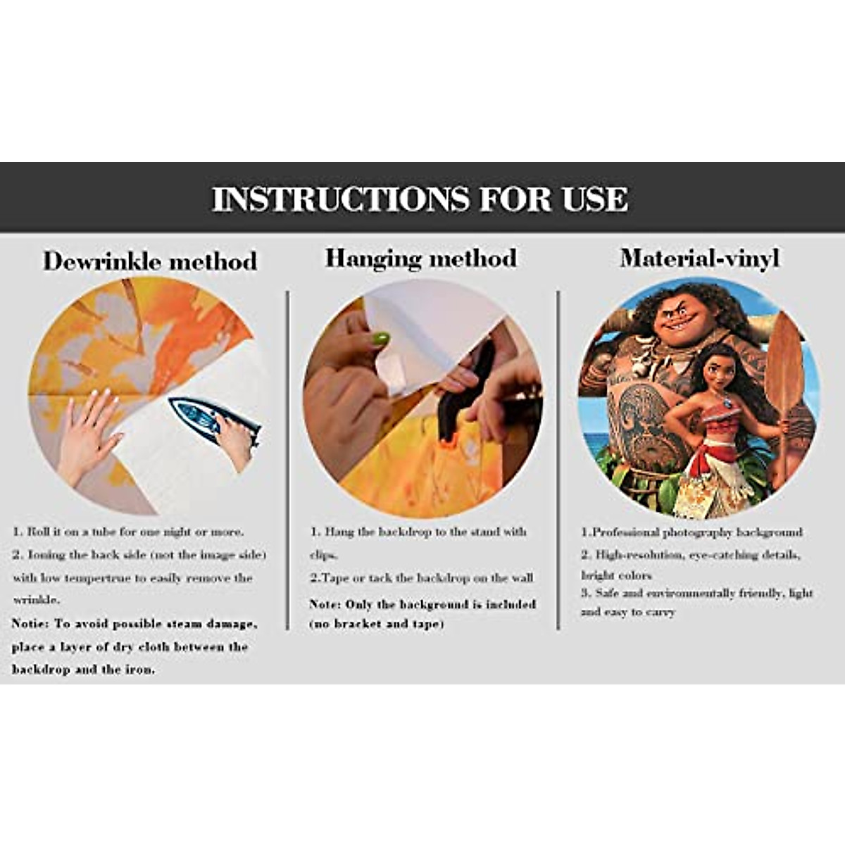 Moana Maui Backdrop Girl Birthday Party Background Cake Table Dress-up Banner Supplies Photobooth Props (7X5FT)