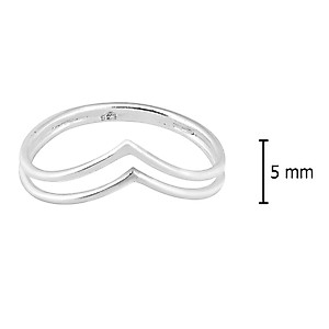AeraVida Sleek Double Chevron Curved Wave .925 Sterling Silver Band Ring (9)