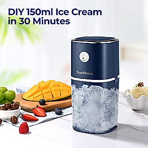 Northmas Ice Cream Maker Machine for Gelato, Sorbet, Frozen Yogurt & Smoothie, 150ml Solid Ice Cream Once, Suitable for 1-3 People, with 30 Recipes