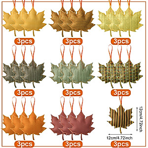 Tudomro 27 Pcs Fall Tree Decoration Thanksgiving Tree Ornaments 3D Felt Maple Leaf Ornaments Pumpkin Hanging Ornaments Fall Decoration for Home Autumn Party(Maple Leaf Style)