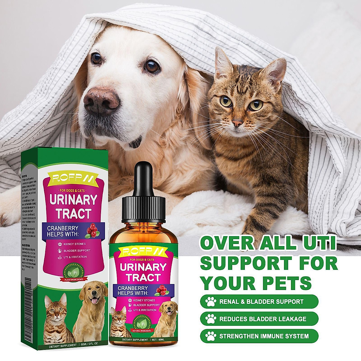 Dog UTI Treatment Cat Urinary Tract Infection Treatment Drops Cat UTI Remedy - Natural Formula Rich in Cranberry and Vitamin C