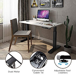 Tangkula Dual Motor Electric Standing Desk Frame, Height & Width Adjustable Motorized Sit Stand Desk Base, Ergonomic Standing Up Workstation w/Memory Controller