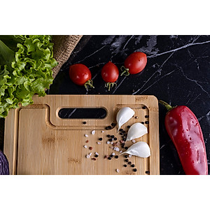 Bambum Livada - Bamboo Cutting Board with Built-In Knife Sharpener, Cutting Board with Juice Groove and Handle