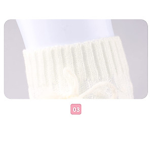 Jilneed Long Leg Warmers for Women Lolita Fashion Wool Cable Knit Thigh High Leg Warmers Loose Socks (White)