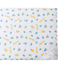 3-Piece Cotton Animals Jungle Crib Bedding Set. Standard Size Set Includes Quilt, Crib Sheet, Changing Pad Cover. Elephant Hippo Bear Giraffe Set, Safari Comforter Set for Boys and Girls