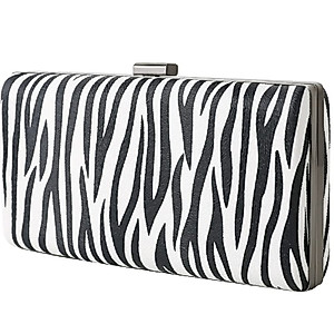 Women Clutch Evening Purses Black - and White Zebra Pattern Wristlet Hobo Bag Crossbody Bag with Chain Strap for Party (Zebra)
