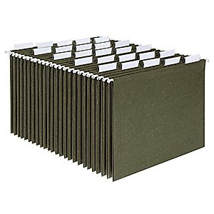Pendaflex Hanging File Folders, Letter Size, Standard Green, 1/5-Cut Adjustable Tabs, 25 Per Box (81602), Standard Green - 1/5 Tabs