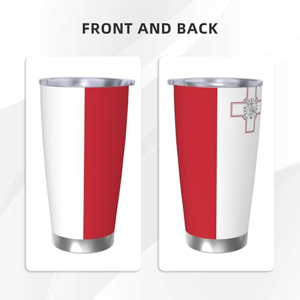 WXZYFP Car cup (single silver rim), can use a straw or drink directly, easy to use.Flag of Malta
