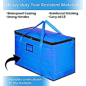 SLEEPING LAMB 110L Extra Large Moving Bags Heavy Duty Reusable Moving Totes Boxes Storage Containers for Clothes Comforters Blankets, Carrying, Travelling, College Dorm Packing, 4 Packs, Blue