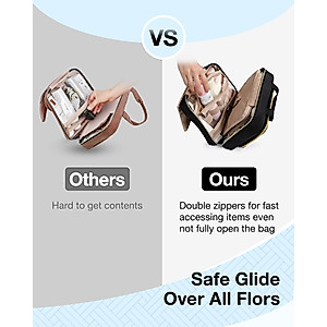 BAGSMART Toiletry Bag Hanging Travel Makeup Organizer with TSA Approved Transparent Cosmetic Bag Makeup Bag for Full Sized Toiletries, Medium-Black