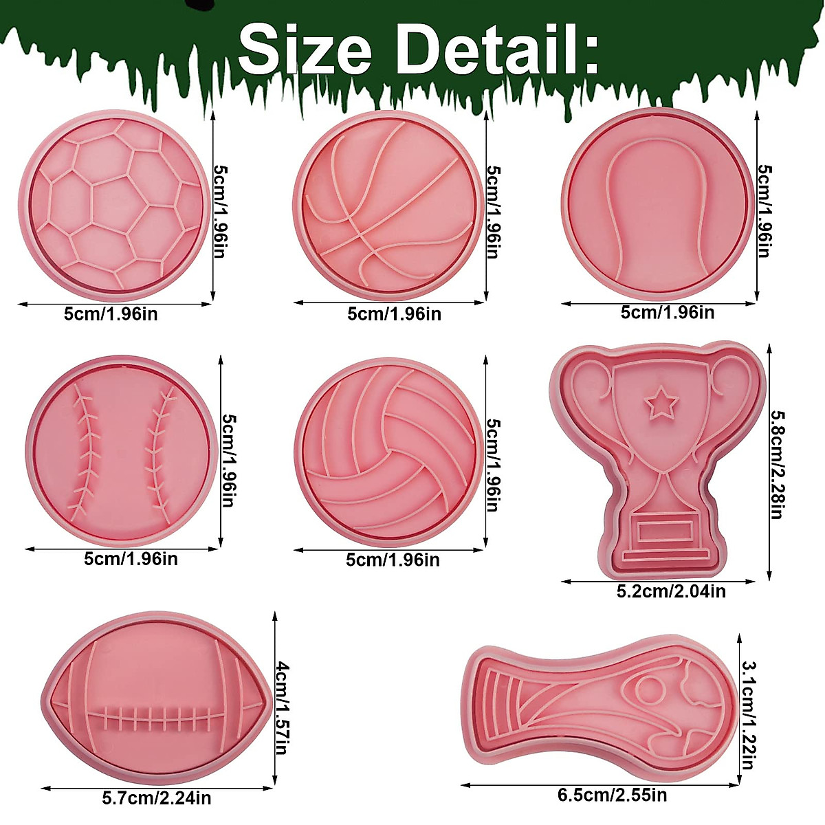 8 Pieces Cookie Cutters Sports Ball 3D Football Volleyball Soccer Basketball Shape Biscuit Cutter Cookie Stamps Mold for DIY Cookie Baking Supplies