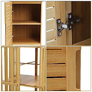 Veloqua Bookcase, Bookshelf Corner Bamboo Book Shelf 6-Tier 360° Rotating Storage Display Rack Narrow Bookshelf with Open Design Shelving Used in Office Bedroom Study Living Room Hallway (Burlywood)