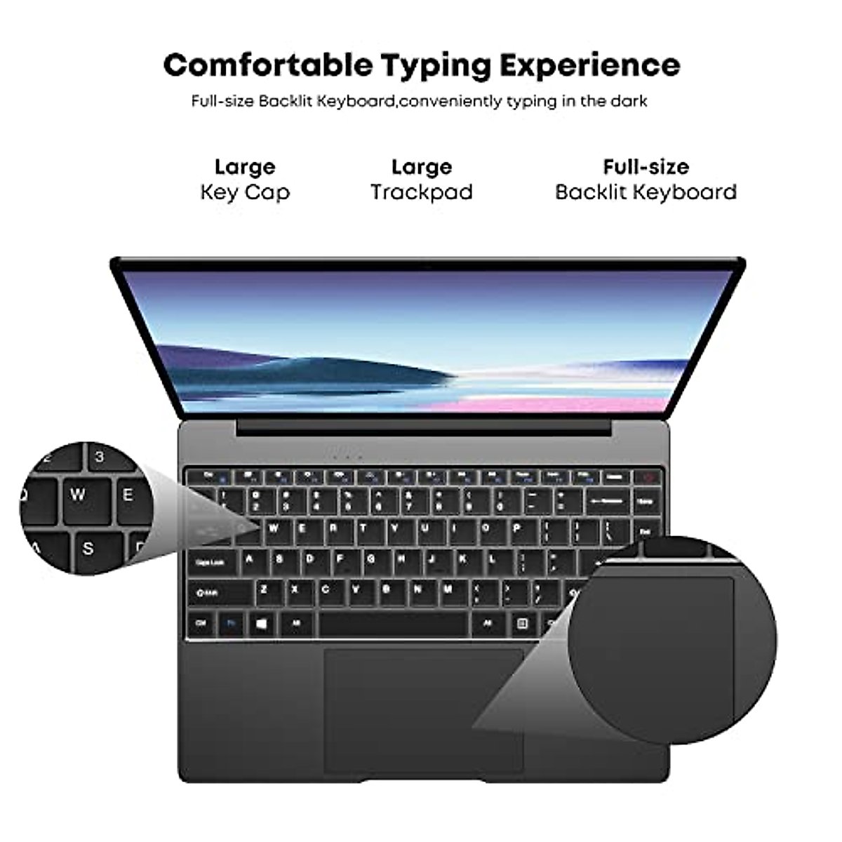CHUWI Windows 11 Laptop with 8GB RAM 256GB SSD, 14 inch 2K IPS Display, Intel N5100 Quad core Processor, WiFi 6, Backlit Keyboard, USB-C, Ultra Thin and Light Notebook Computer (GemiBook Pro)