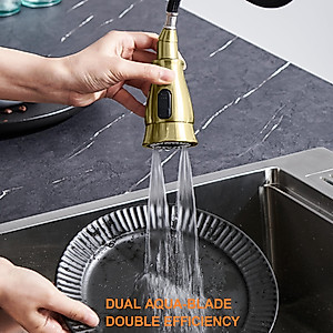 Kitchen Sink Faucet Head Replacement Part - 3 Modes for Kitchen Sink Sprayer Faucet Head, 13/16" Kitchen Pull Down Spray Head Nozzle, Brushed Nickel for G1/2 Connector, Male