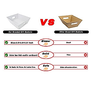 Basket For Gifts Empty, 5 Pk White Empty Gift Baskets To Fill, Sturdy Cardboard Tray With Handles, Large Gift Baskets Empty Bulk For Beautiful Gifts, Christmas, Easter, Bridesmaid, Wedding