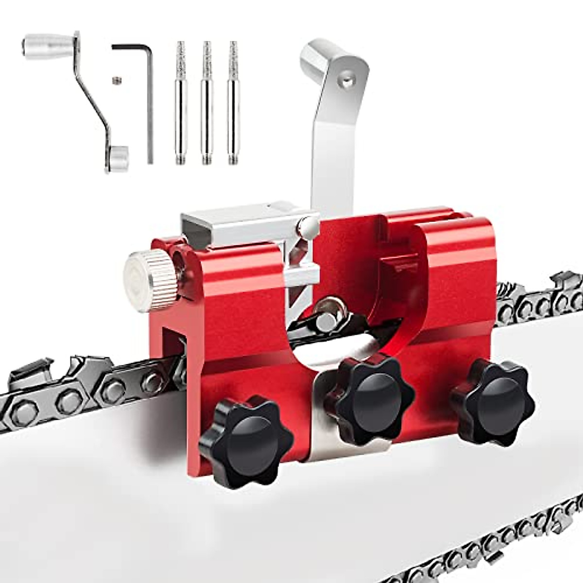 Chain Saw Blade Sharpener Kit - Fast Chainsaw Chain Sharpener with Pawl 3, Hand-Cranked Chain Saw Sharpener Tool Kits for 14"-22" Chain Saws, Electric Saws, Lumberjack, Garden Worker