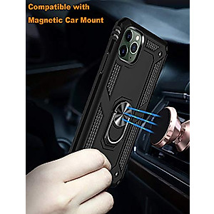 LUMARKE iPhone 11 Pro Case with Tempered Glass Sreen Protector,Pass 16ft Drop Test Military Grade Heavy Duty Cover with Magnetic Kickstand,Protective Phone Case for iPhone 11 Pro 5.8" Black