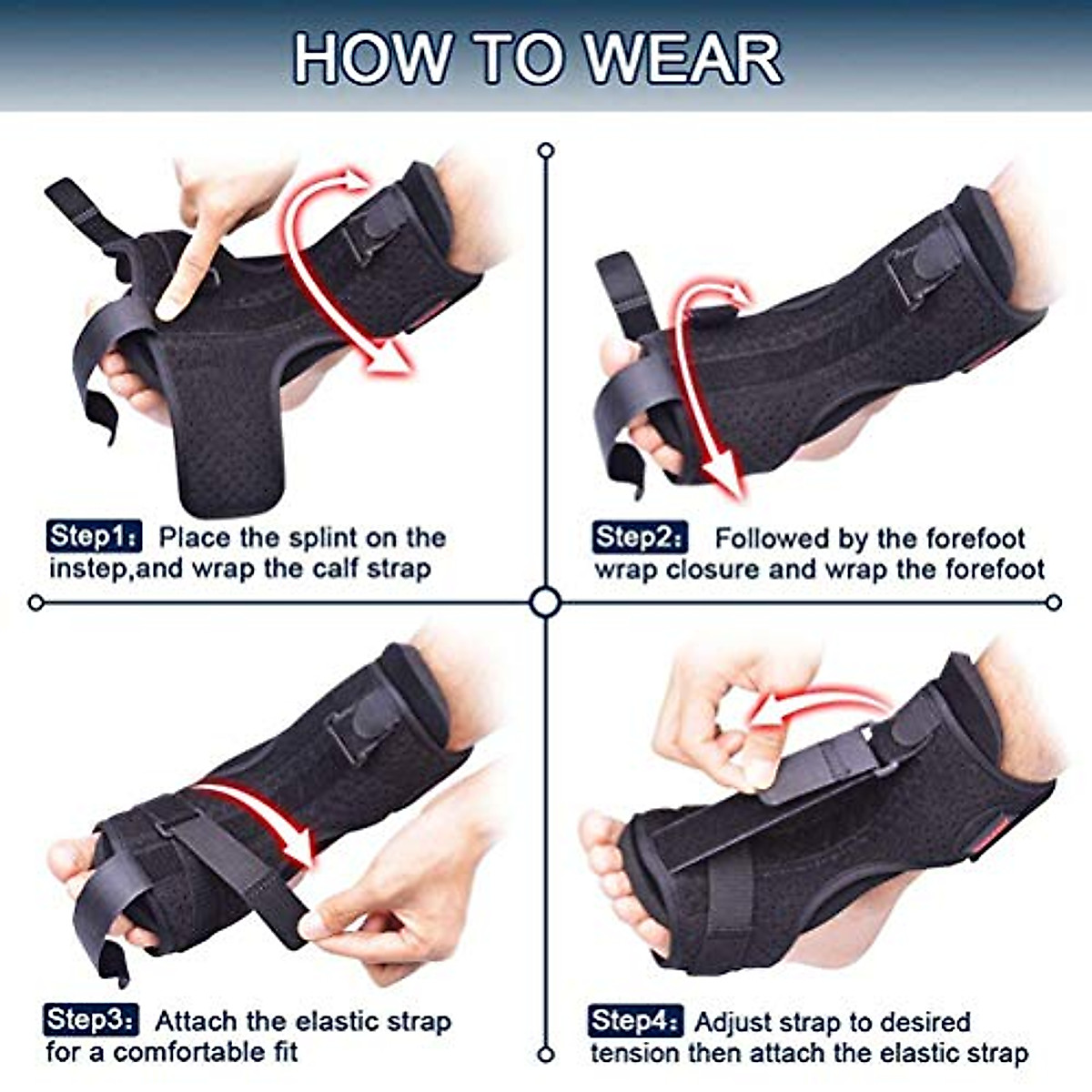 Plantar Fasciitis Night Splint, Foot Drop Brace Orthotic Brace Foot Support Adjustable Foot Holding Strap for Heel Ankle Arch Foot Pain Breathable Foot Brace Sleep Support for Achilles Tendonitis