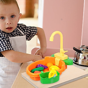 1 Set Children's Wash Basin Sink Toy with Running Gifts Educational Toys Children’s Toys Kitchen Toys Tableware Parent-Child Plastic Washing Dishes