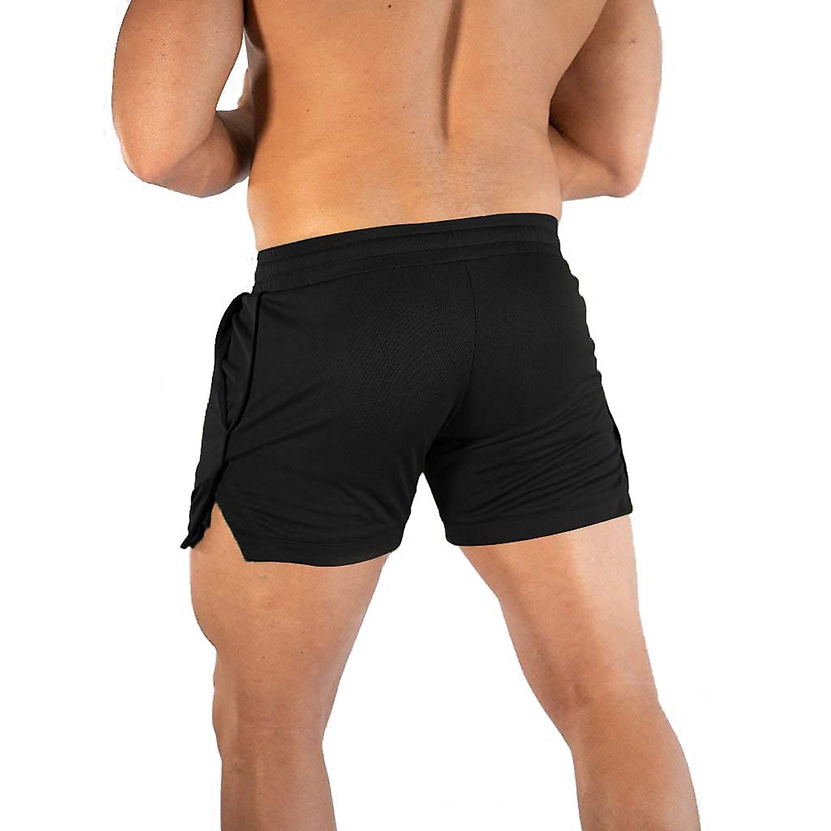 EVERWORTH Men's Athletic Shorts Gym Workout Short Shorts Casual Shorts Running Bodybuilding 5 Inch Inseam Shorts Black US S