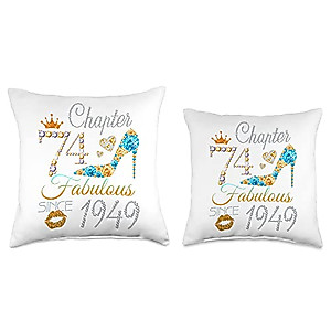 74th Birthday Queen EST 1949 Designs Gifts Womens Womens Chapter EST 1949 74 Years Old 74th Birthday Queen Throw Pillow, 18x18, Multicolor