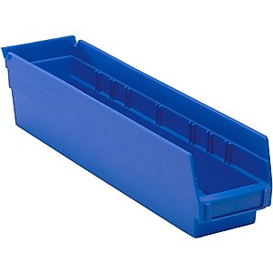 Quantum Storage Systems Quantum Storage QSB103BL 20-Pack 4" Hanging Plastic Shelf Bin Storage Containers, 17-7/8" x 4-1/8" x 4", Blue