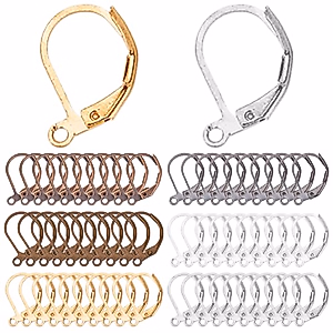 SUNNYCLUE 1 Box 180Pcs Leverback Earring Hooks Bulk French Earring Hook Lever Back Ear Wires with Open Loop Hypoallergenic Brass Leverbacks Hoop Earwires DIY Earrings Findings for Jewelry Making Kit