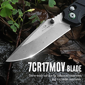 Mossy Oak Folding Pocket Knife, 4" Stonewash Blade Tactical Knife, G10 Handle Small EDC Knives with Pocket Clip & Axis Lock for Camping Survival Hiking, Premium Outdoor Gifts for Men Women