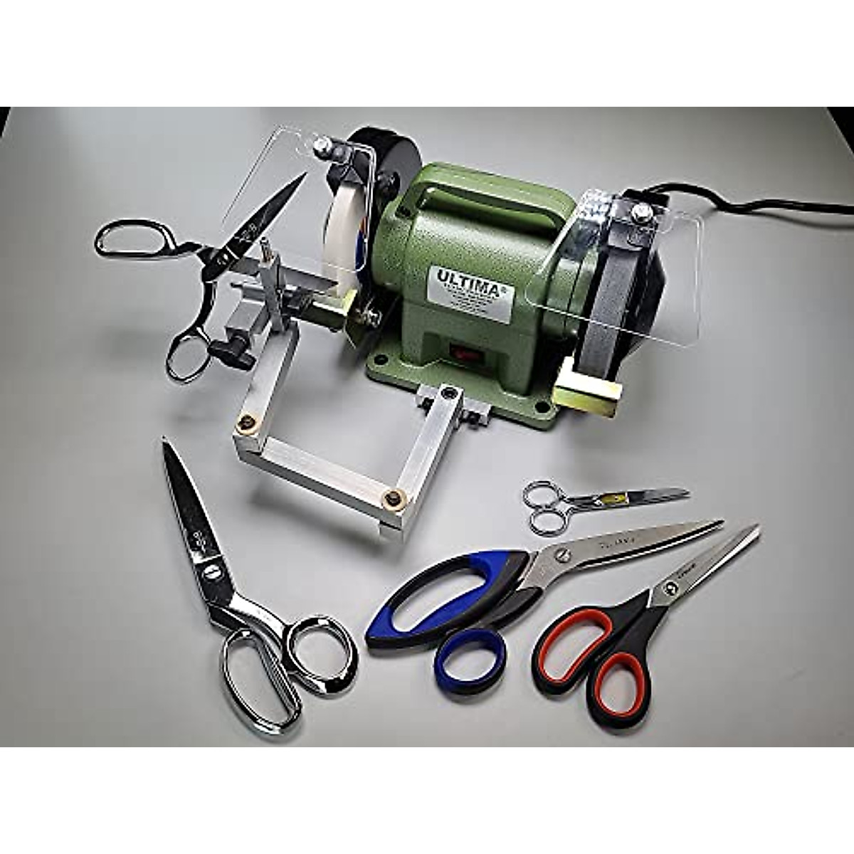Ultima Scissor Sharpener - Benchtop Grinder & Polisher with Convexing Clamp for Prossional Quality Scissor & Shear Sharpening