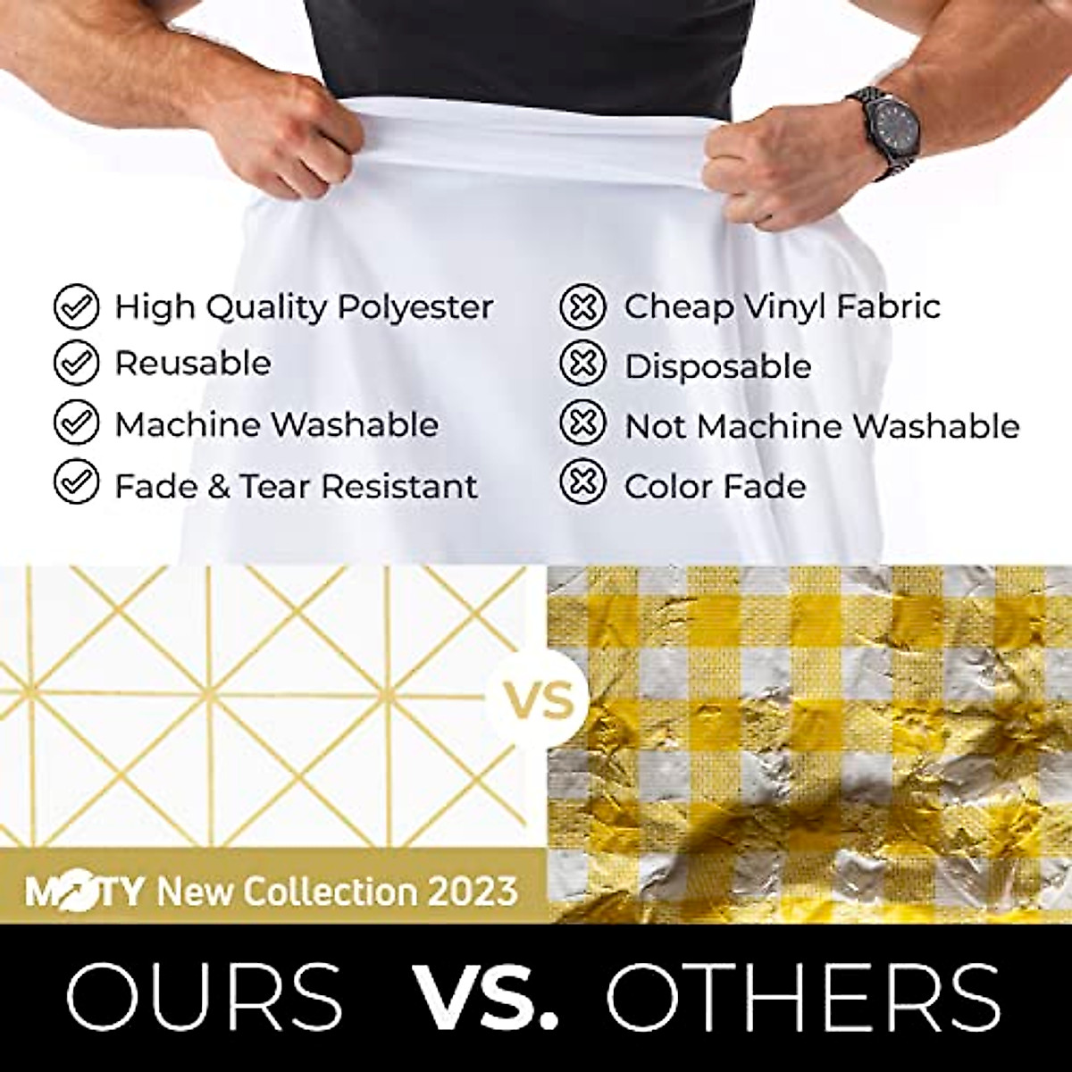 moty Folding Table Cover, Polyester Fitted Waterproof Outdoor Tablecloth Protector with Elastic for Rectangle Picnic Tables, Washable, Wrinkle Resistant, for Patio, Parties, Camping