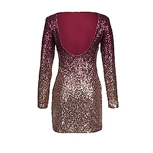 Womens Ombre Sequin Dress Bodycon Glitter Cocktail Dress Large