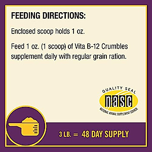 Horse Health Vita B-12 Crumbles Supplement for Horses, Supports red Blood Cell Production for Peak Performance, 3 pounds, 48 Day Supply