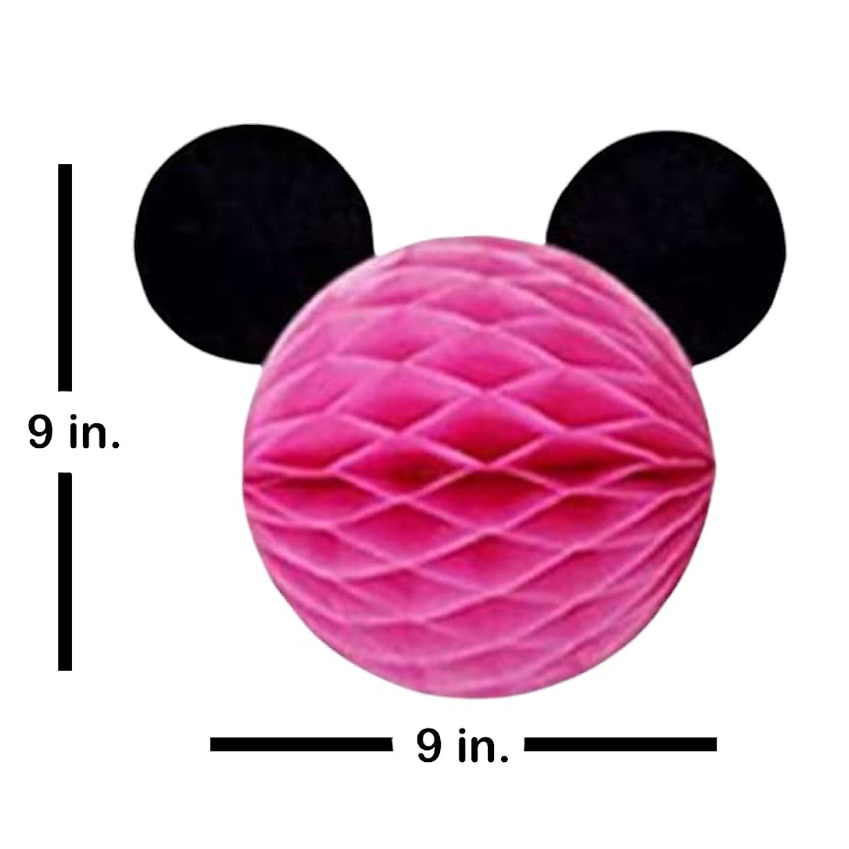 Minnie Birthday Party Decorations - Minnie Inspired Honeycomb Hanging Mouse Ears - Cartoon Mouse Birthday Decorations - 6 Minnie Honeycomb Balls by Jolly Jon (Honeycomb Only)