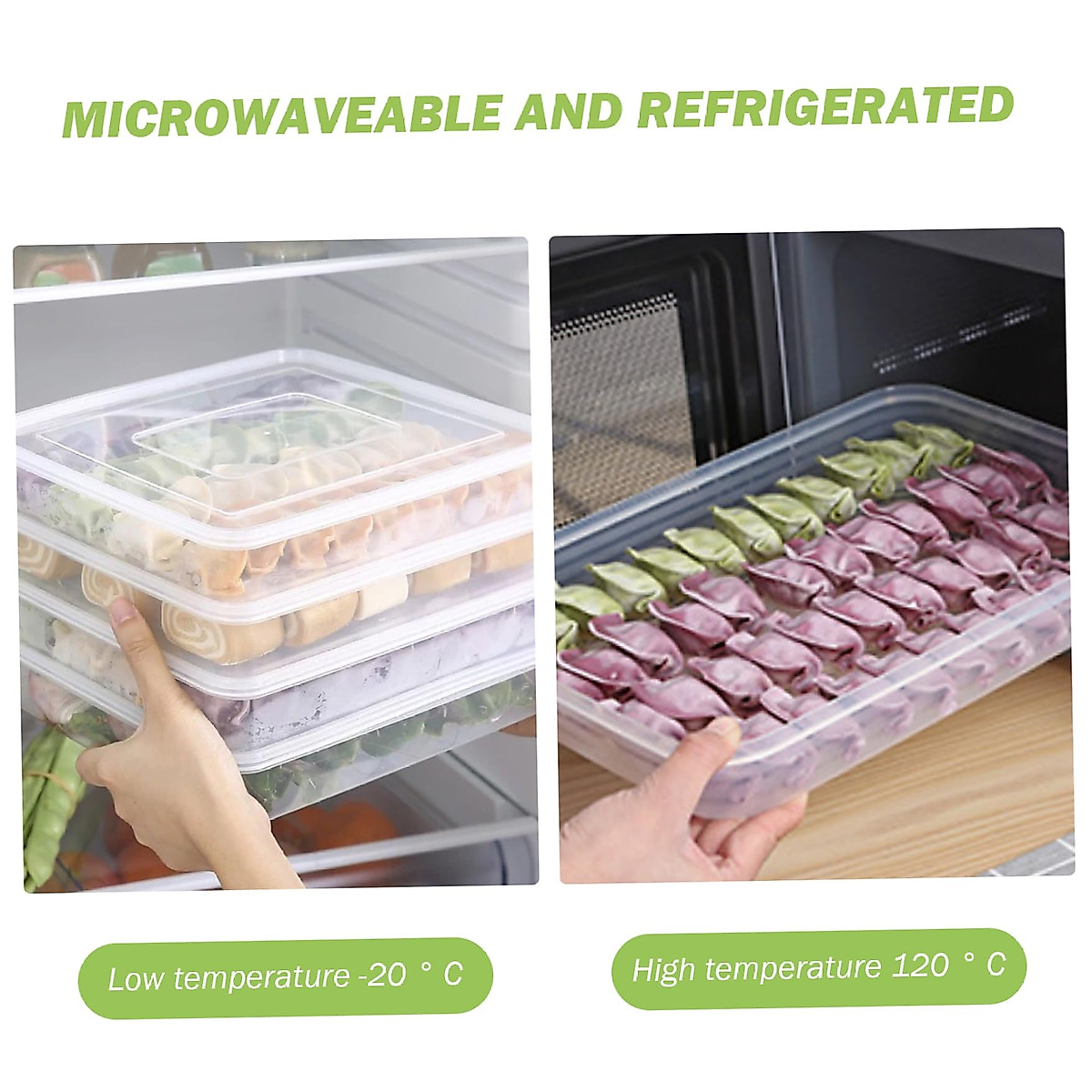 Snack Container Food Storage Container 3Pcs Dumpling Container Box Food Grade Plastic Snack Container Stackable Cookie Container with Lid Transparent Microwave Fridge Safe Storage Containers
