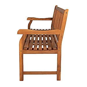 JONATHAN Y BNH101A Laurel 59.1" 3-Seat Slat-Back 600-Lbs Support Acacia Wood Outdoor Garden Patio Bench for Garden, Lawn, Backyard, Pool, Deck, Beach, Firepit, Teak