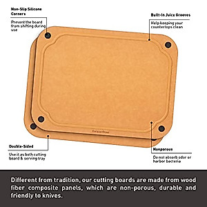 CompactStone cutting board|non-slip kitchen wood cutting board|natural pine fiber|medium size|kitchen cutting board|dishwasher safe|juice sink