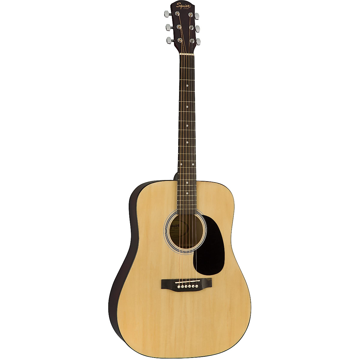 Fender Squier Dreadnought Acoustic Guitar - Natural Bundle with Gig Bag, Strap, Strings, Picks, Fender Play Online Lessons, and Austin Bazaar Instructional DVD