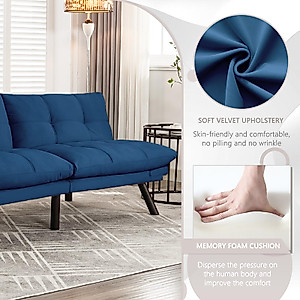 KINFFICT Convertible Futon Sofa Couch Bed, Modern Memory Foam Sleeper Loveseat Sofa with Adjustable Armrests & Backrests, Comfy Love Seat for Living Room, Bedroom, Office, Apartment, Small Space