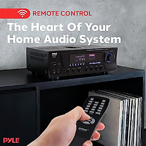 Pyle Home 300W Digital Stereo Receiver System - AM/FM Qtz. Tuner, USB/SD Card MP3 Player & Subwoofer Control, A/B Speaker, IPhone MP3 Input with Karaoke, Cable & Remote - PT270AIU