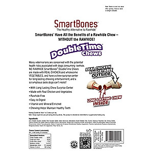 SmartBones DoubleTime Chews 16 Count, Mini, Rawhide-Free Chews For Dogs With Long-Lasting Chew Center