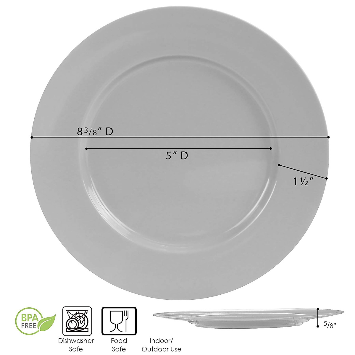 Calypso Basics by Reston Lloyd Melamine Salad Plate, Set of 6, White,72300SET