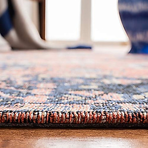 SAFAVIEH Classic Vintage Collection Area Rug - 6' x 9', Rust & Navy, Oriental Distressed Cotton Design, Easy Care, Ideal for High Traffic Areas in Living Room, Bedroom (CLV305P)