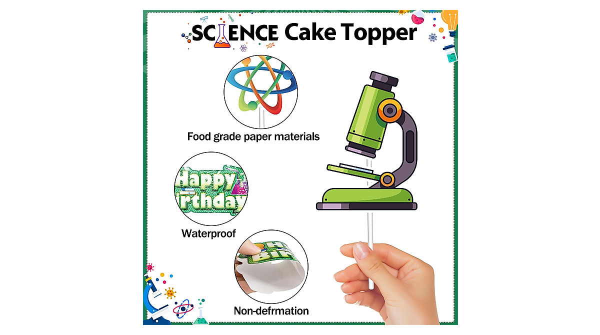 JUYRLE Science Cake Toppers - Fun Chemistry Party Decor