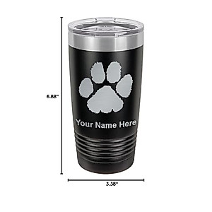 LaserGram 20oz Vacuum Insulated Tumbler Mug, Paw Print, Personalized Engraving Included (Black)
