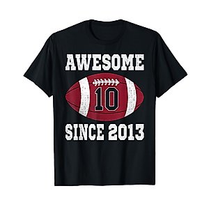 10th Birthday Football Player 10 Years Old Vintage Sports T-Shirt