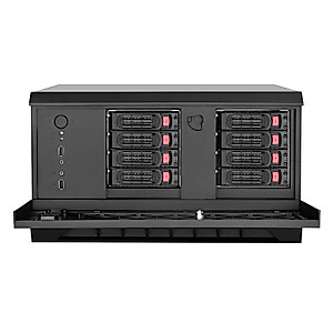 SilverStone Technology CS381B Micro-ATX/Mini-DTX/Mini-Itx 8 Bay Hot Swap 2.5"/3.5" SAS-12G/SAS-6G NAS Storage Case with 2X 120mm Dual Ball Bearing Fan, Black