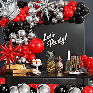 Red and Black Balloon Garland Arch Kit with Silver Red and Black Balloons for Anniversary Graduations Red and Black Birthday Decorations for Men Women