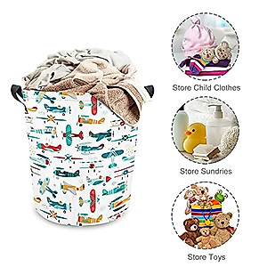 Laundry Hamper for Bedroom Bathroom Foldable Clothes Toy Organizer Bag Baby Laundry Basket Storage Airplanes Pattern Basket