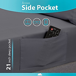 DREAMCARE Sheets Full Size Bed - Cooling Bed Sheets - 6pcs Set - Full Sheet Set - Full Size Sheets - Full Size Sheet Sets Soft & Long Lasting 100% Fine Brushed Polyester with Side Pocket - Gray